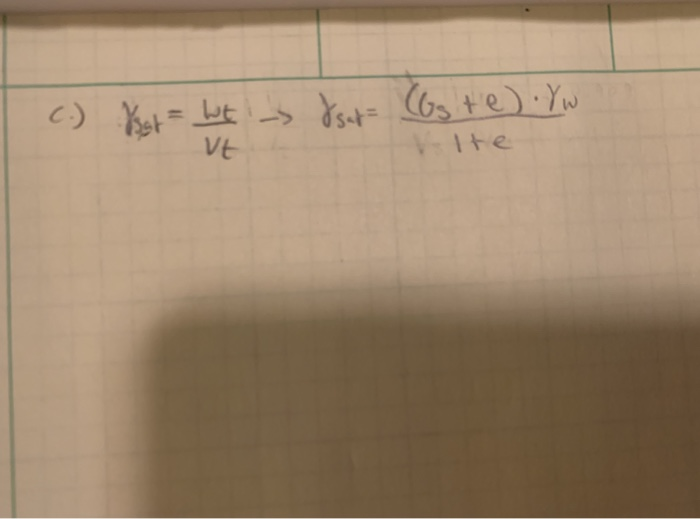 Solved How do you get the saturated unit weight formula from | Chegg.com