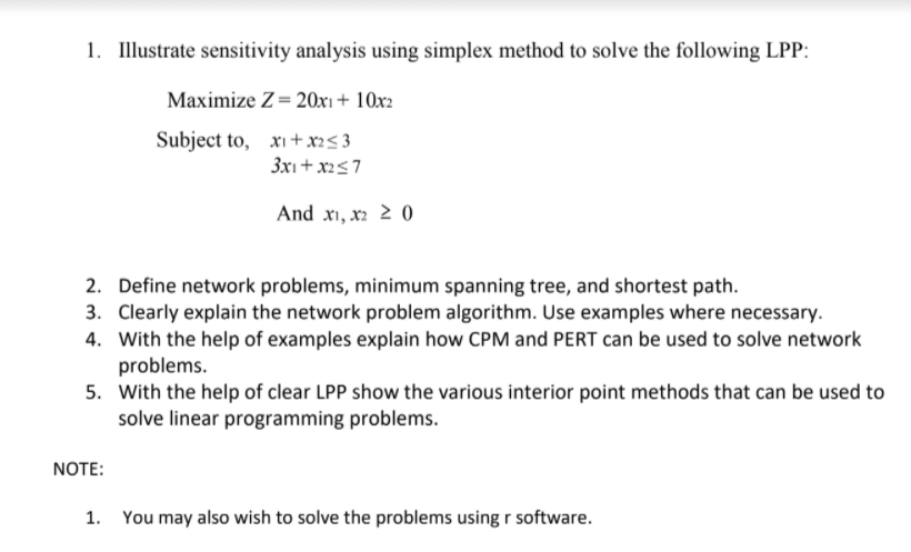 Solved 1. Illustrate sensitivity analysis using simplex | Chegg.com