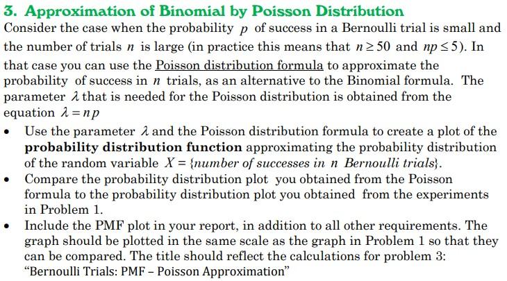 Solved 3. Approximation of Binomial by Poisson Distribution | Chegg.com