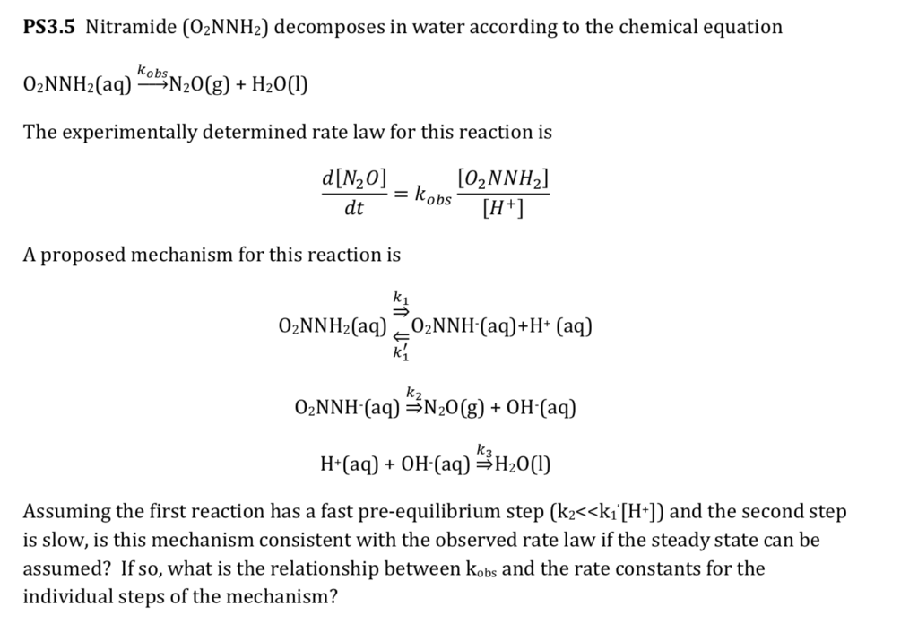 Solved PS3.5 Nitramide (O2NNH2) decomposes in water | Chegg.com