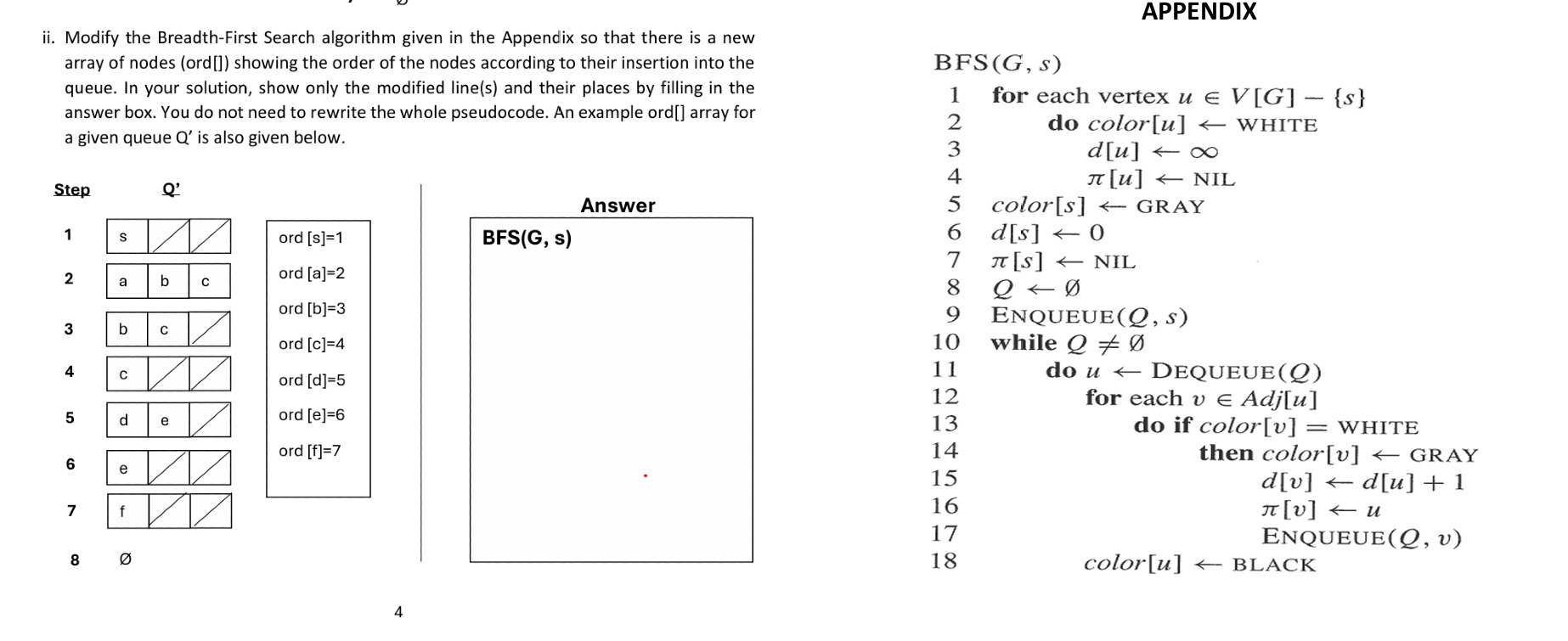 Solved ii. ﻿Modify the Breadth-First Search algorithm given | Chegg.com