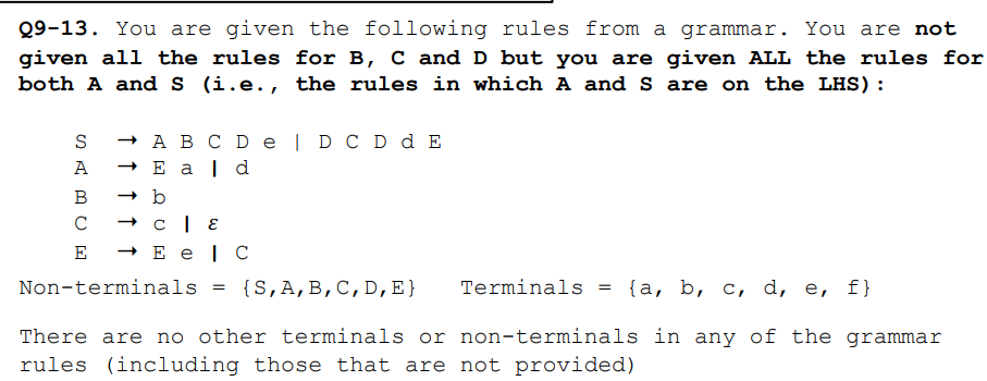 Solved Q9-13. You are given the following rules from a | Chegg.com