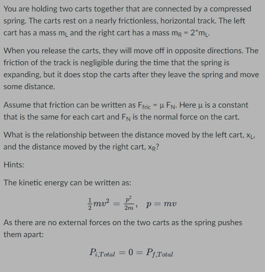 Solved You are holding two carts together that are connected | Chegg.com