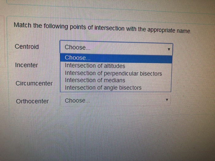Solved Match the following points of intersection with the | Chegg.com