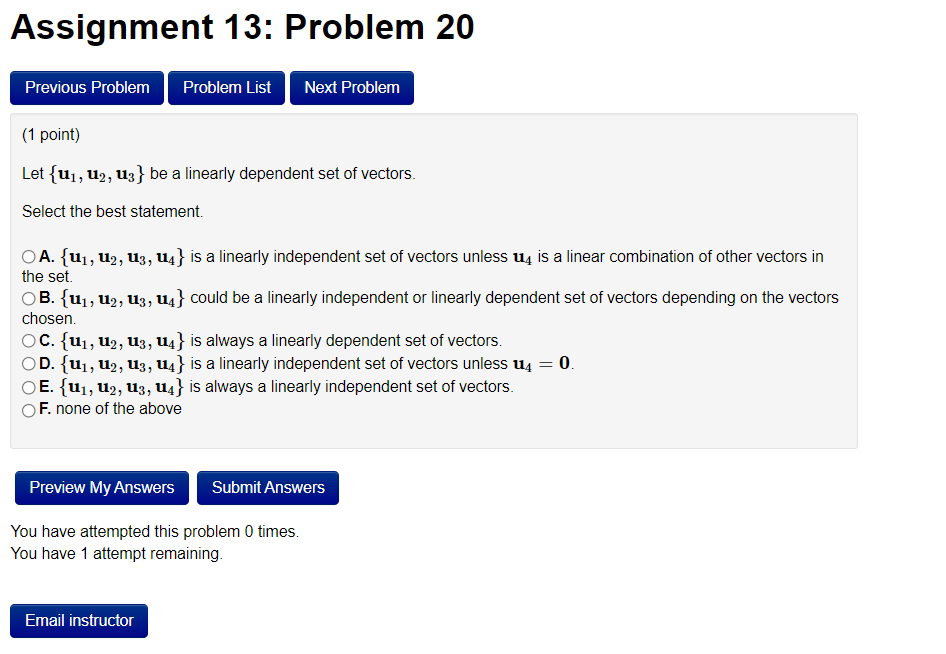Solved Assignment 13: Problem 22 Previous Problem Problem | Chegg.com