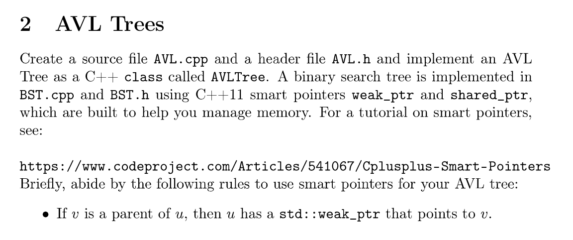 2 AVL Trees Create a source file AVL.cpp and a header | Chegg.com