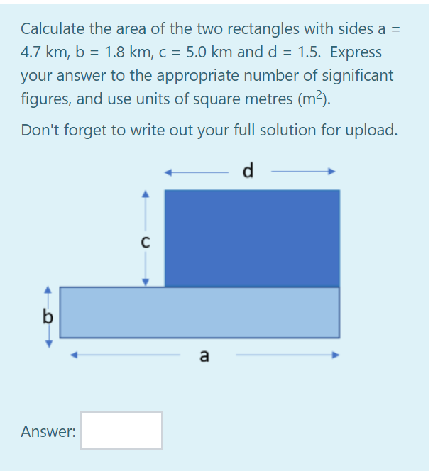 Solved Calculate the area of the two rectangles with sides a | Chegg.com
