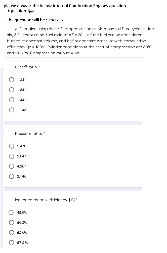 Solved please answer the below Internal Combustion Engines | Chegg.com