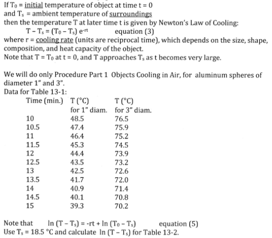 If To = initial temperature of object at time t = 0 | Chegg.com