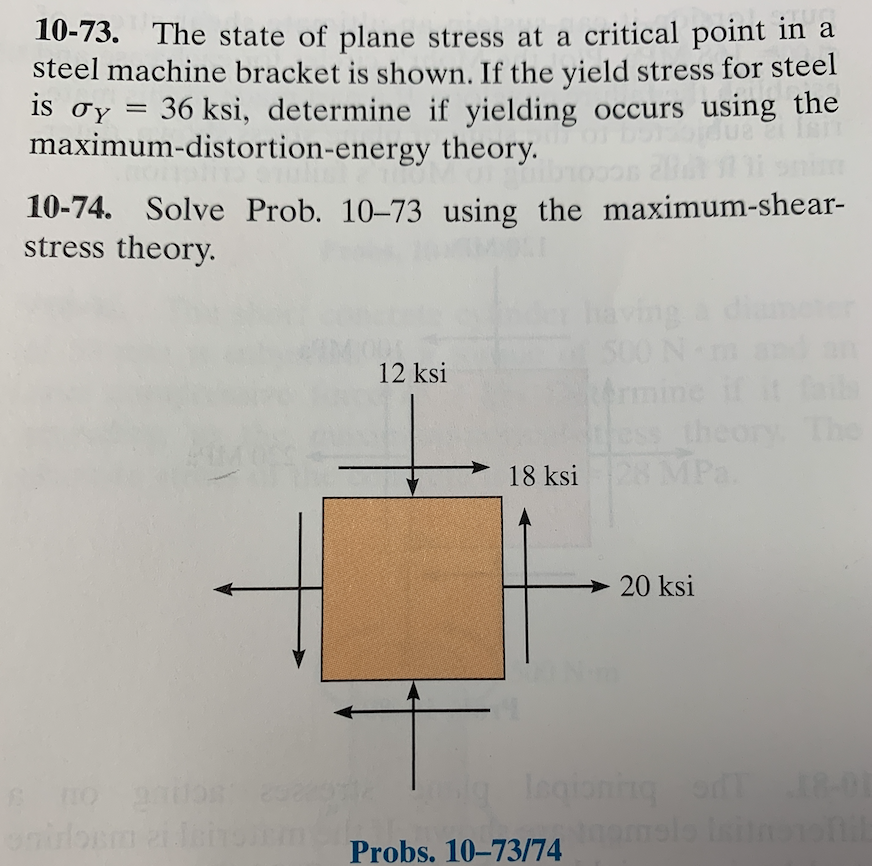 Solved 10-73. The state of plane stress at a critical point | Chegg.com