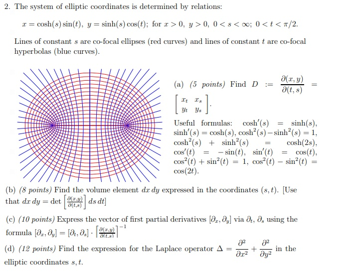 Solved 2. The system of elliptic coordinates is determined | Chegg.com