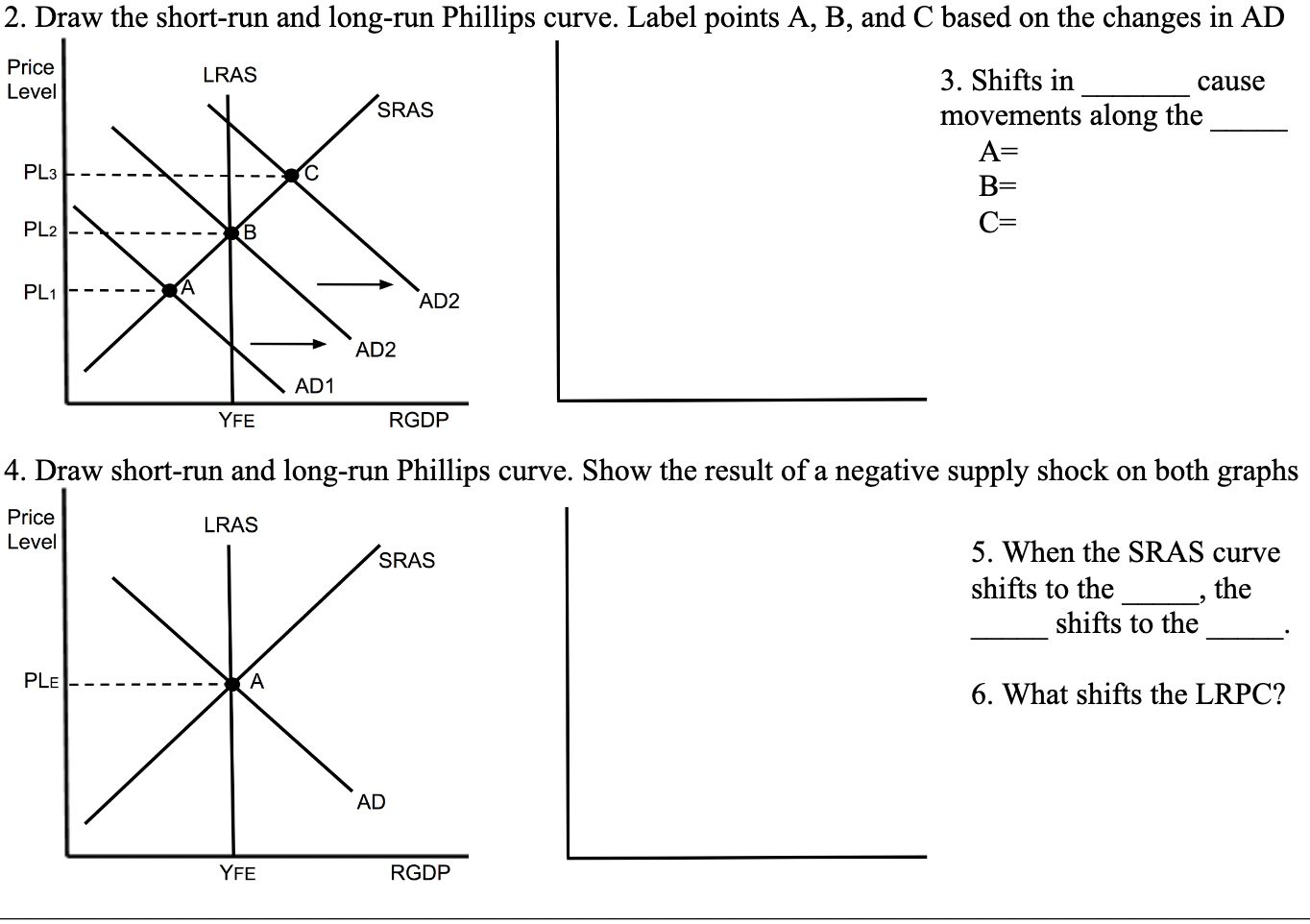 Solved 2 Draw The Short run And Long run Phillips Curve Chegg
