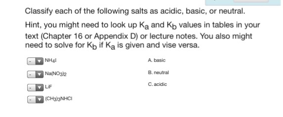 Solved Classify each of the following salts as acidic, | Chegg.com