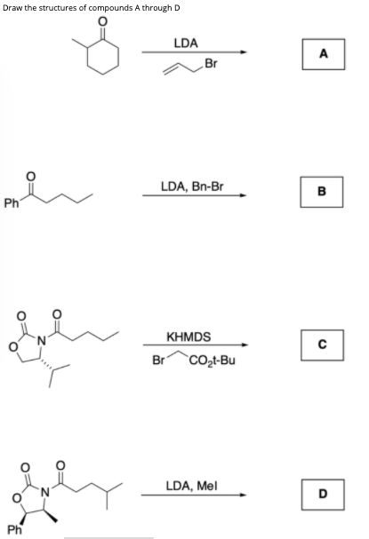 Solved Draw the structures of compounds A through D LDA Br | Chegg.com