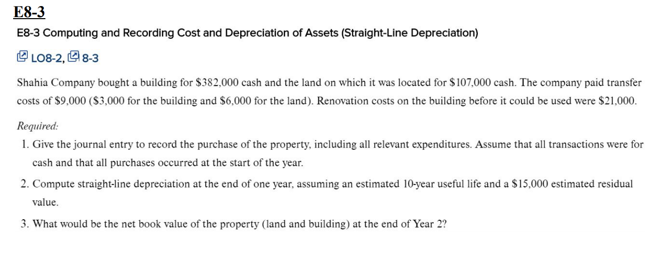 Solved E8-3 E8-3 Computing and Recording Cost and | Chegg.com