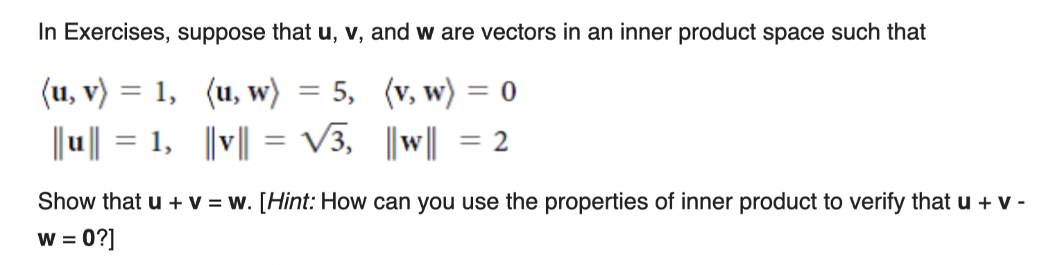 Solved In Exercises, suppose that u, v, and w are vectors in | Chegg.com