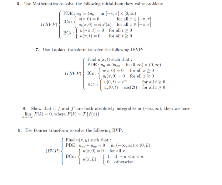 Solved 6. Use Mathematica to solve the following | Chegg.com