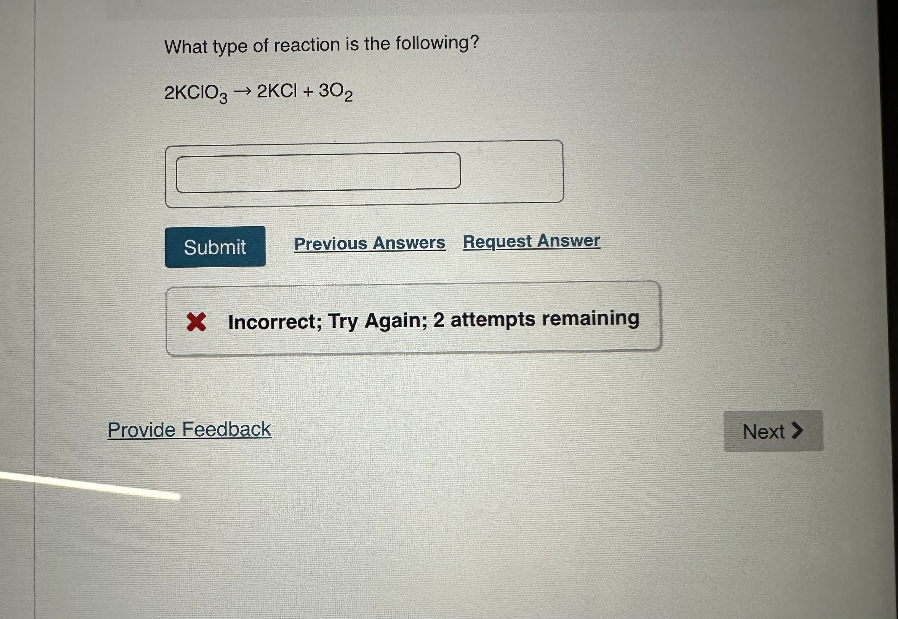 Solved What type of reaction is the | Chegg.com