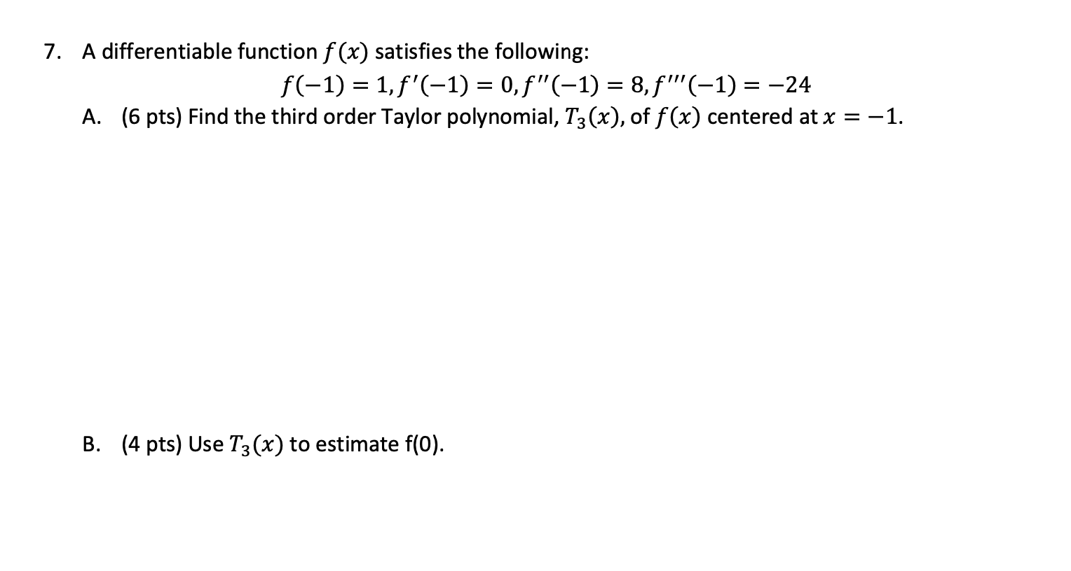 Solved 7. A differentiable function f(x) satisfies the | Chegg.com