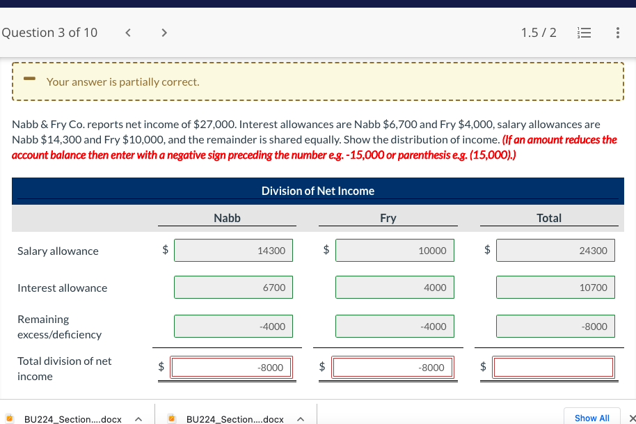 Solved Question 3 of 10 1.5 / 2 E Your answer is partially | Chegg.com