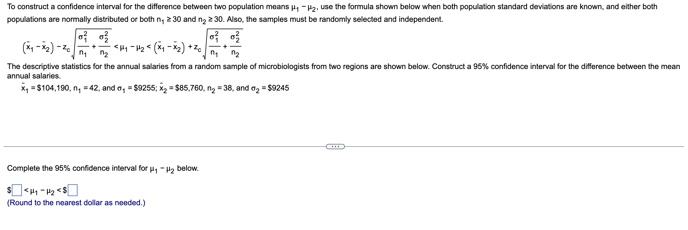 Solved populations are normally distributed or both n1≥30 | Chegg.com