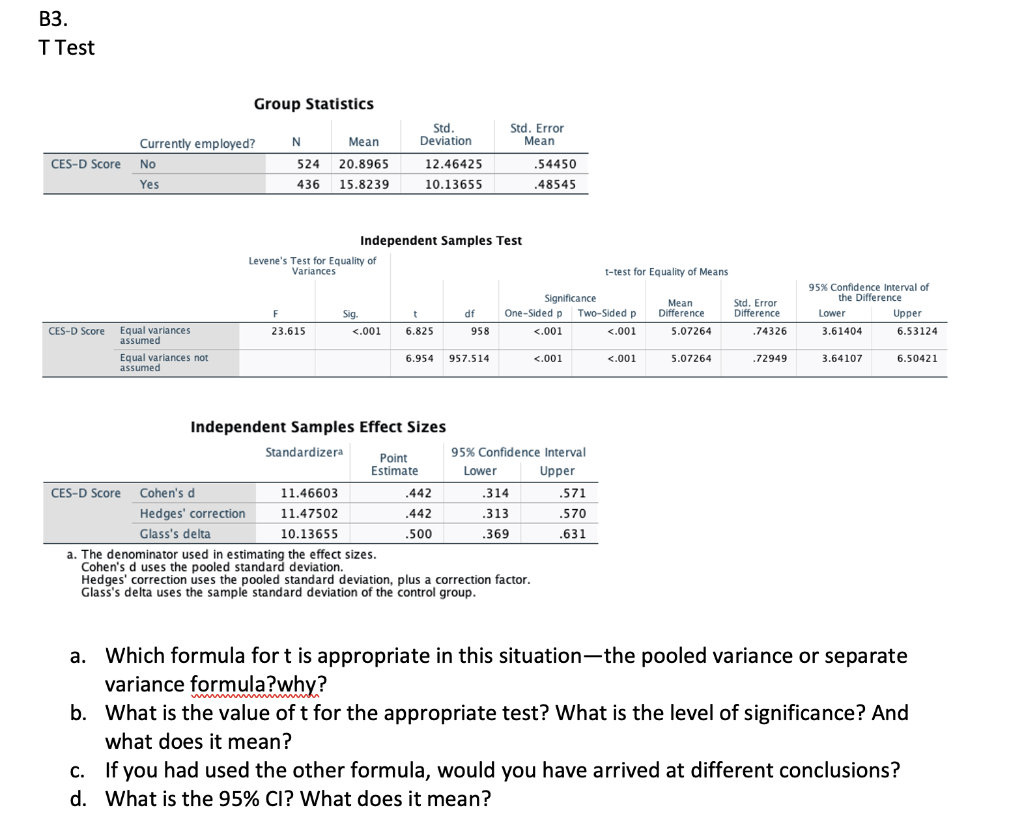 Solved B3. T Test Group Statistics Independent Samples | Chegg.com