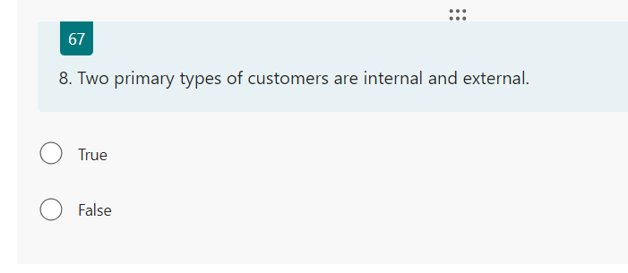 Solved Two primary types of customers are internal and | Chegg.com