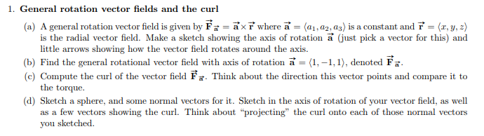 1. General rotation vector fields and the curl a2, | Chegg.com