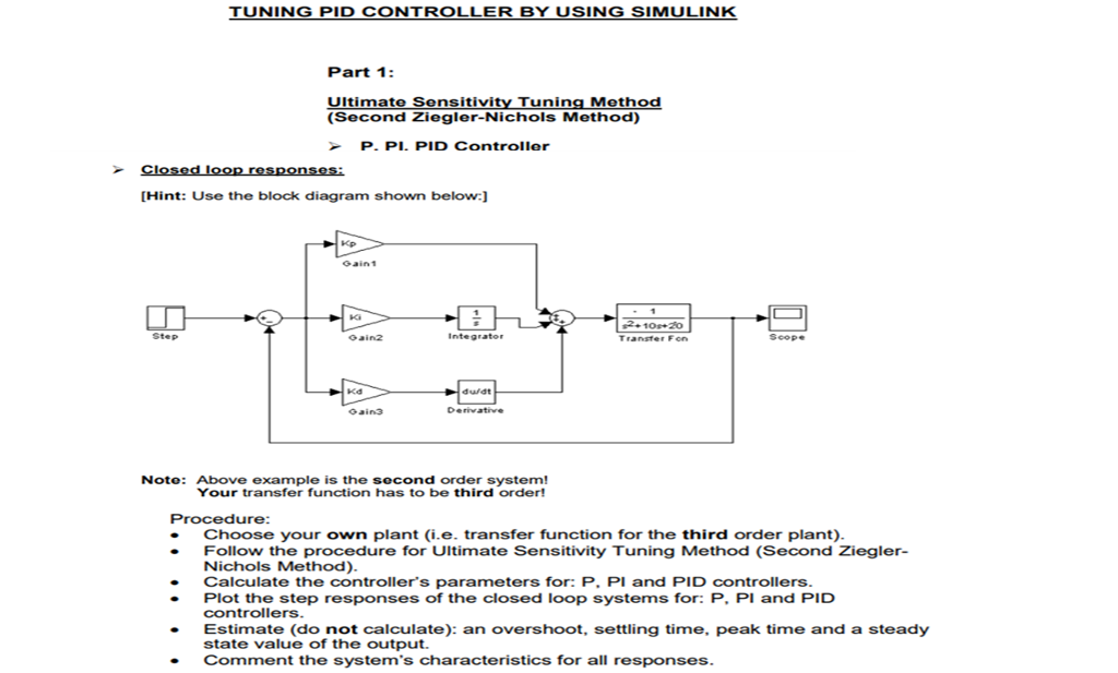 Solved Tuning Pid Controller By Using Simulin Part 1