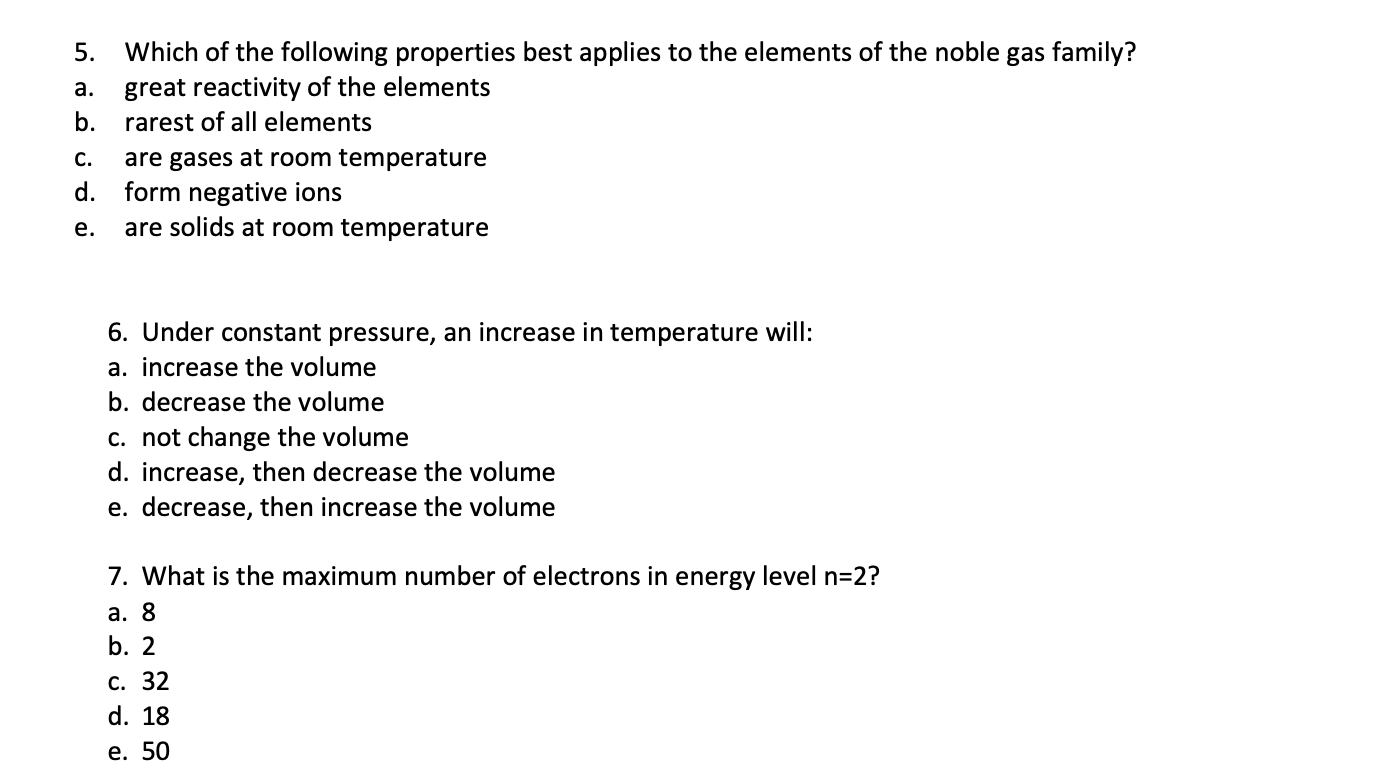 Solved 5. Which of the following properties best applies to | Chegg.com