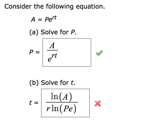 Solved Consider the following equation. APert (a) Solve for | Chegg.com