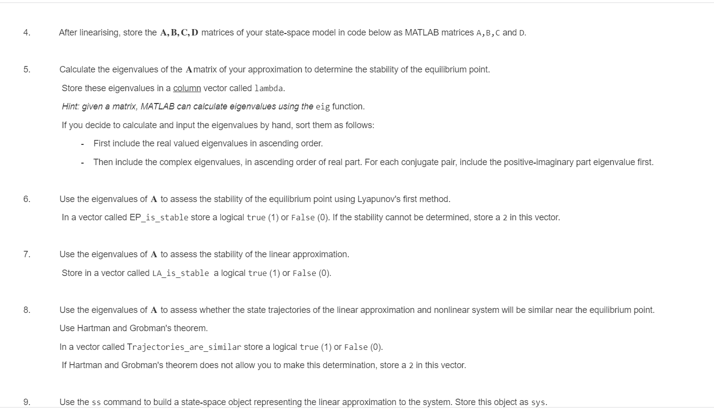 Problem: Linearisation and stability The figure below | Chegg.com
