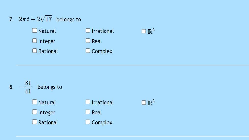 Solved 2πi+2317 belongs to \begin{tabular}{lll} \hline | Chegg.com