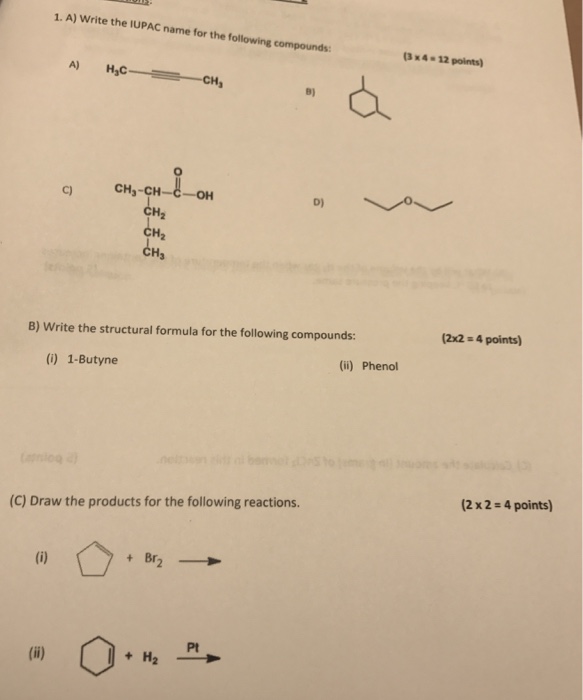 Solved Write the IUPAC name for the following compounds: | Chegg.com