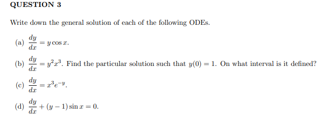 Solved QUESTION 3 Write down the general solution of each of | Chegg.com