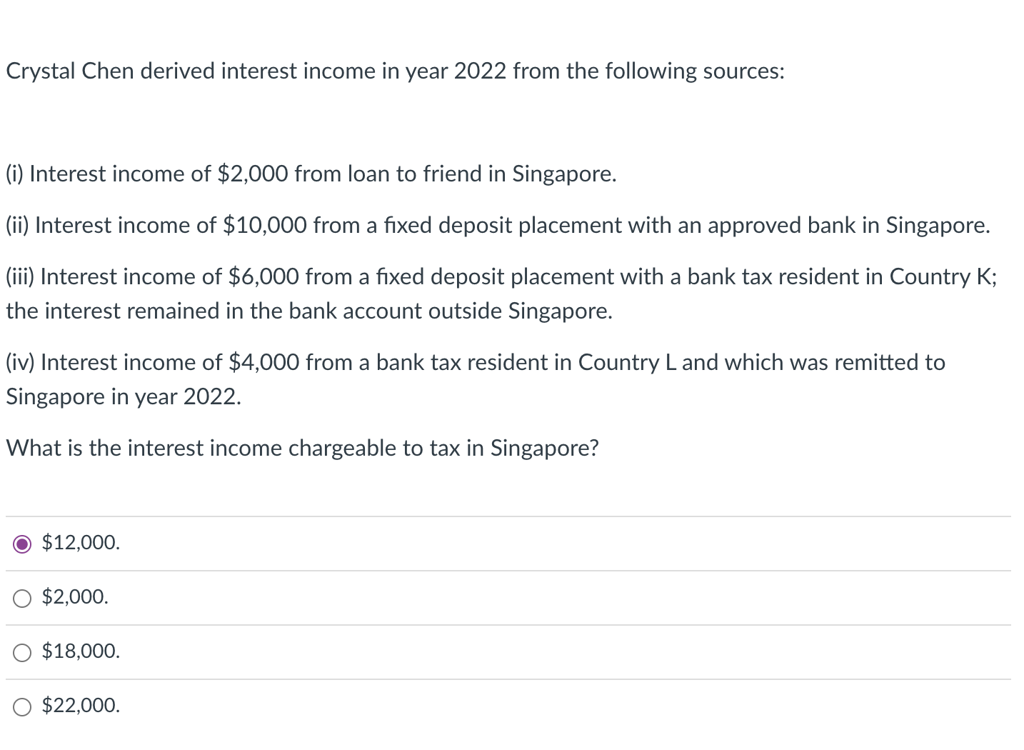 Solved Crystal Chen derived interest income in year 2022 | Chegg.com