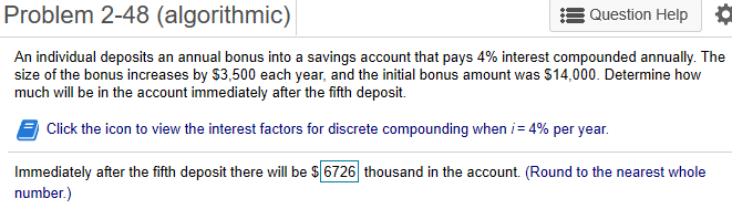 Solved Problem 2-48 (algorithmic) Question Help An | Chegg.com