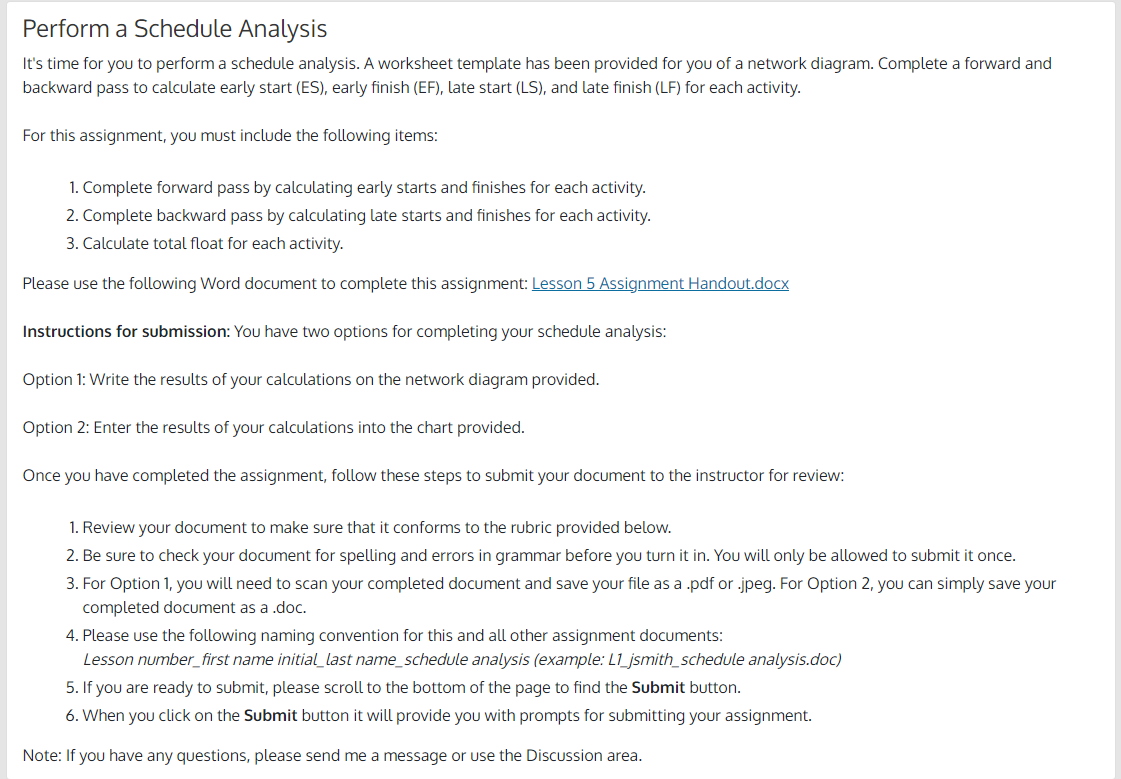 Lesson 5 Assignment Handout Assignment Instructions | Chegg.com