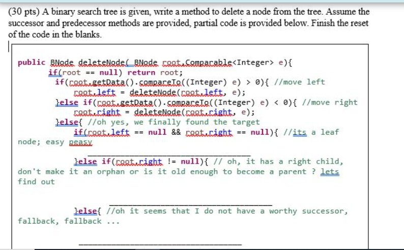 Solved (30 pts) A binary search tree is given, write a | Chegg.com