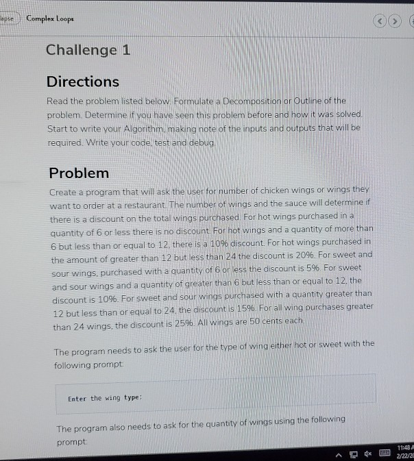 Solved lapse Complex Loops Challenge 1 Directions Read the | Chegg.com