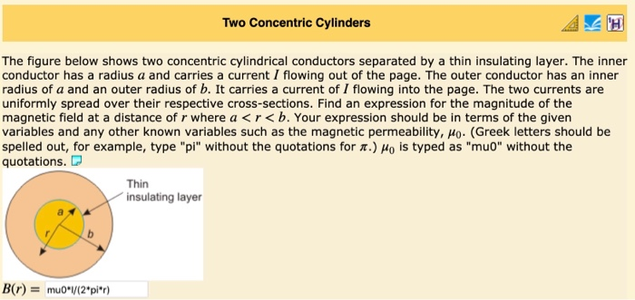 Solved Two Concentric Cylinders The figure below shows two | Chegg.com
