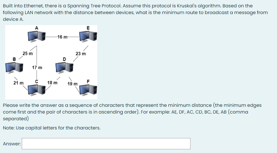 Solved Built into Ethernet, there is a Spanning Tree | Chegg.com