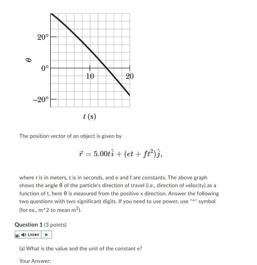 Solved The position vector of an object is given by | Chegg.com