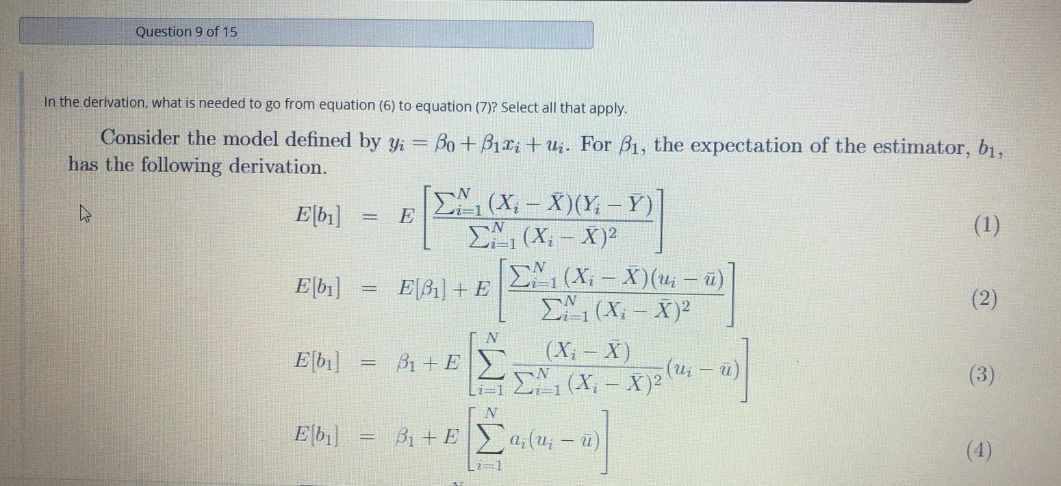 Solved Question 9 of 15 In the derivation, what is needed to | Chegg.com