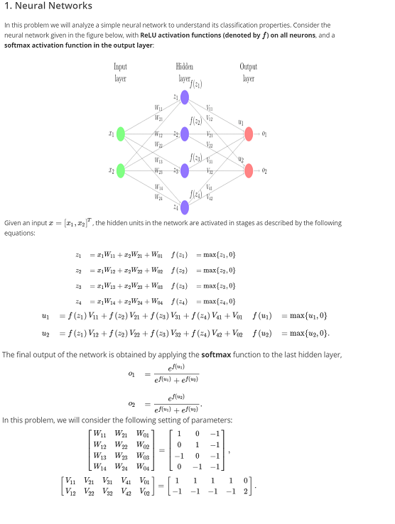 Output of Neural Network Using the same matrix V as | Chegg.com