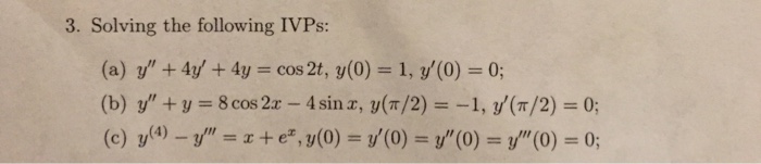 Solved Solving The Following Ivps A Y 4y 4y Cos