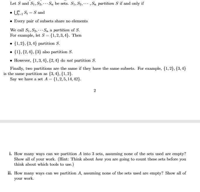 Solved Let S and Si, S2, Sn be sets. Si, S2,..., Sn | Chegg.com