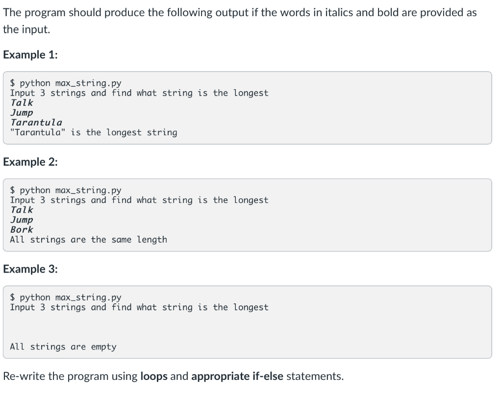 Solved The Python program, max_string.py, prompts for three | Chegg.com