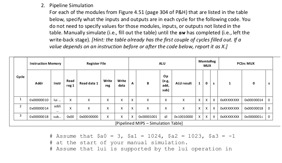 2. Pipeline Simulation For each of the modules from | Chegg.com