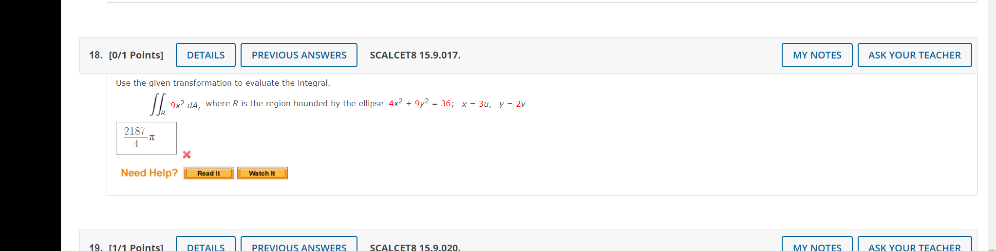 Solved 18. [0/1 Points] DETAILS PREVIOUS ANSWERS SCALCET8 | Chegg.com